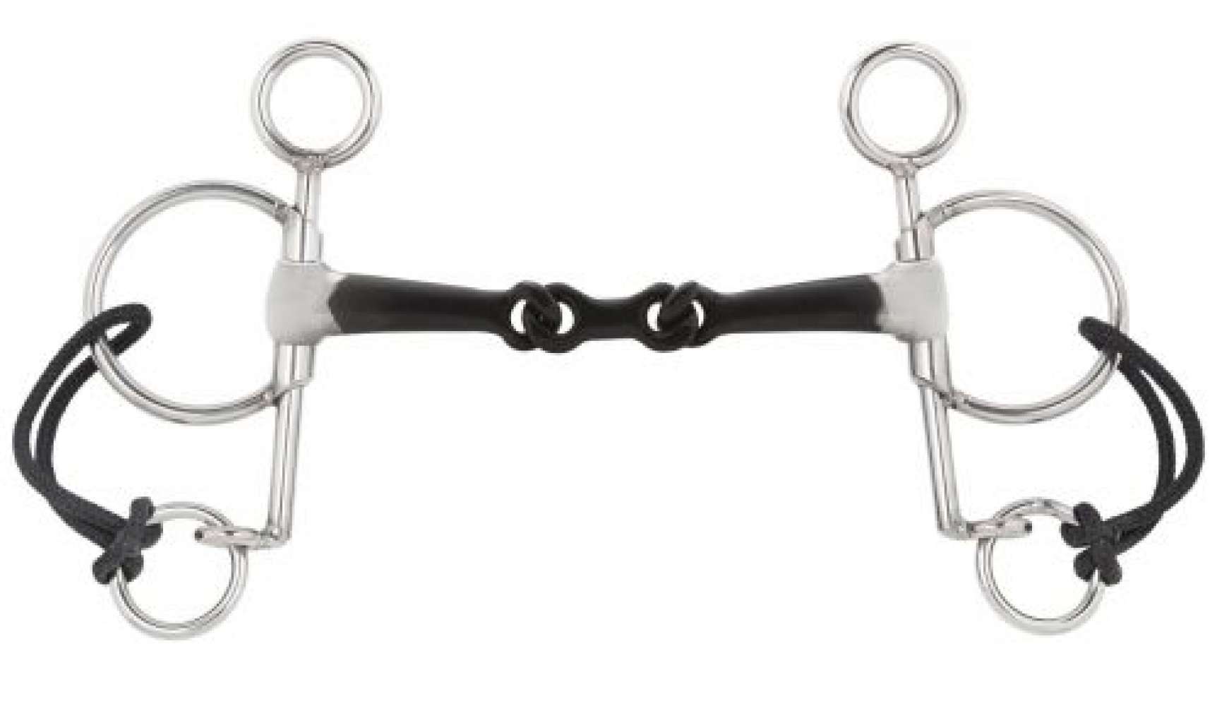 10454C Beris Black Sweet Iron Pelham With Curb Hooks Double Jointed